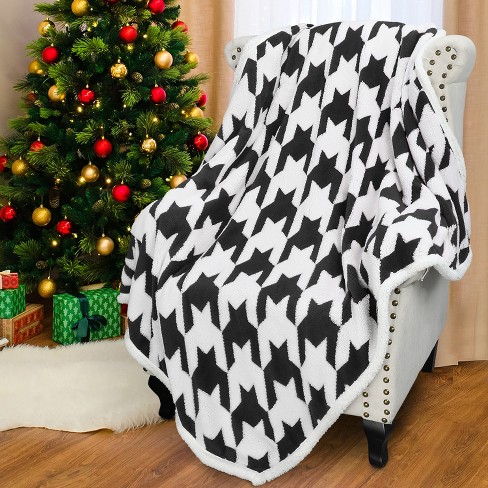 Catalonia Houndstooth High Pile Fleece Throw Blanket, Cozy Fuzzy ...