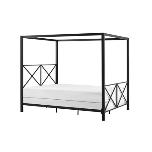 Queen Riley Canopy Bed Black - Room & Joy: Sturdy Metal Frame ...