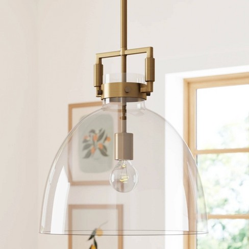 Leigh Glass Dome Pendant Ceiling Light, Adjustable Height - Nathan ...