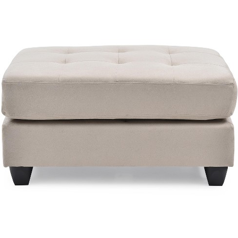 Passion Furniture Malone Vanilla Tufted Ottoman : Target