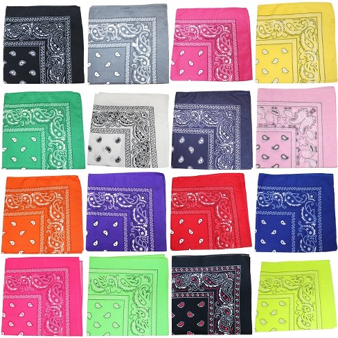 Pack Of 6 Xl Oversized Polyester Paisley Bandanas 27 Inches Mix Colors ...