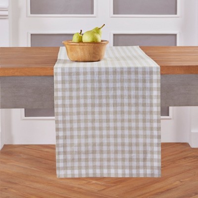 Solino Home Linen Gingham Check Natural Table Runner 14 X 36 Inches ...