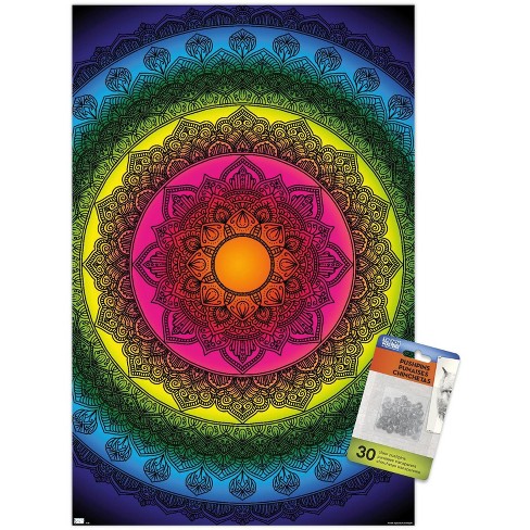 Trends International Delyth Angharad - Rainbow Mandalas Unframed Wall ...
