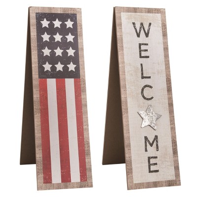 Transpac Wood 31.5" Multicolor Spring Reversible Welcome Or Flag Porch ...