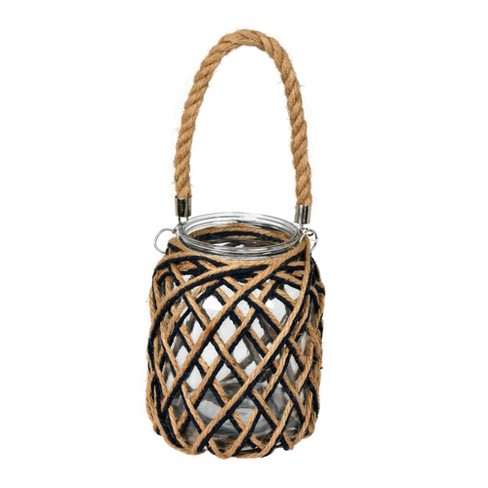 Vickerman 8.5" Glass Jar In Woven Jute Handle. It Features A ...