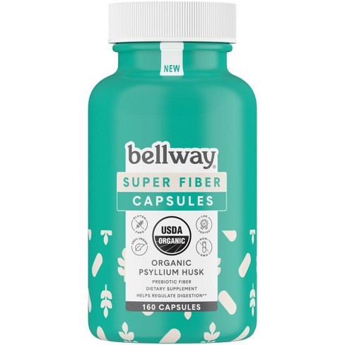 Bellway Super Fiber Capsules - Organic Prebiotic Psyllium Husk Fiber ...