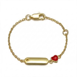 Guili 14K Gold Plated with Red Enamel Heart & Bar Bracelet : Target