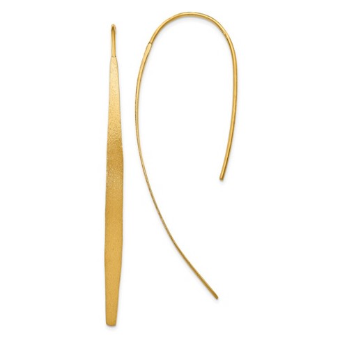 Black Bow Jewelry Brushed Curved Bar Threader Earrings In Yellow Gold ...