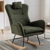 25.6"w Rocking Chair With Pocket, Soft Teddy Fabric Wingback Glider ...