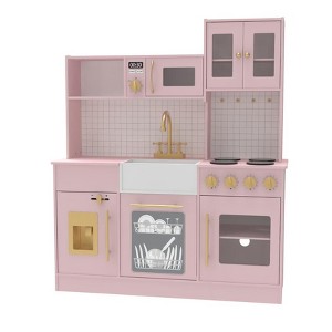 Kinder King Wooden Kids Play Kitchen, Toy Kitchen Playset for Toddler ...
