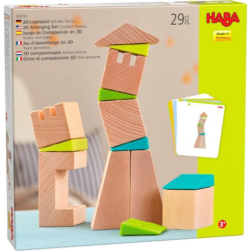 Haba Crooked Tower Wooden Blocks With Pattern Cards (made In Germany ...