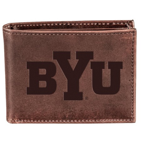 Evergreen Ncaa Byu Cougars Brown Leather Bifold Wallet Officially ...