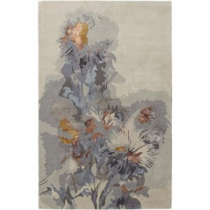 HomeRoots 4' X 6' Blue and Gray Wool Floral Hand Tufted Area Rug : Target