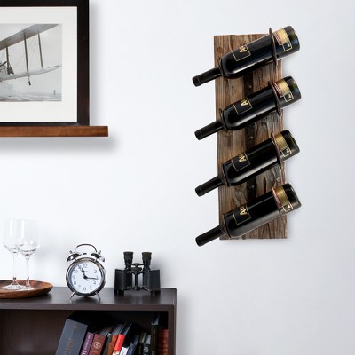 Twine Rustic Country Wood And Metal Wine Rack, Set Of 1, Wall Mounted ...