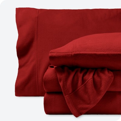 Queen Red Polar Fleece Sheet Set By Bare Home : Target