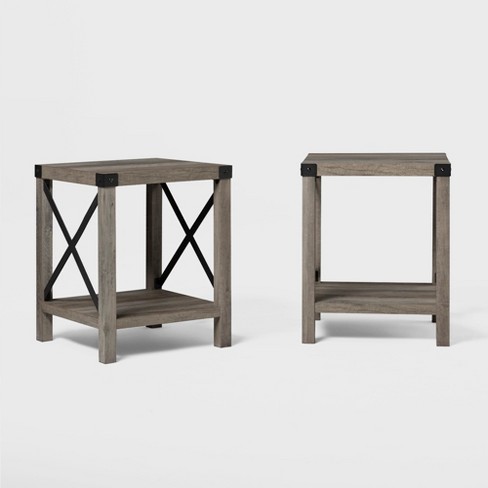 Set Of 2 Sophie Rustic Farmhouse X Frame Side Tables - Saracina Home ...