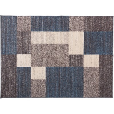 World Rug Gallery Modern Boxes Design Non-slip (non-skid) Blue 20" X 30 ...