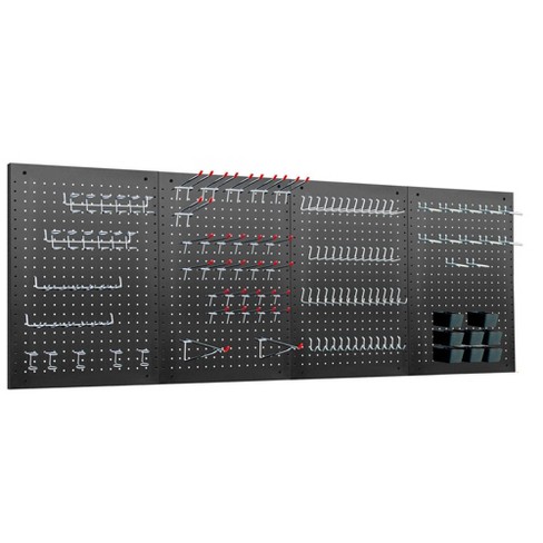 Lugo 128pc 24"x16" Pegboard Wall Organizer Kit Black : Target