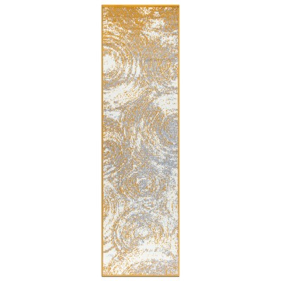 World Rug Gallery Contemporary Abstract Circles Design 2'x7'2" Yellow ...