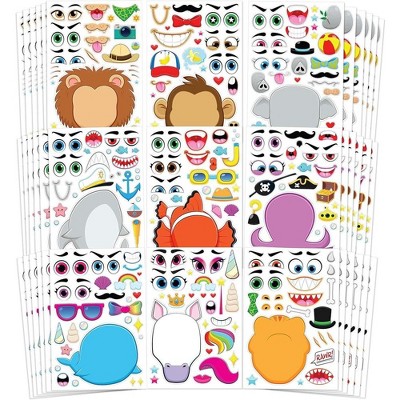 Syncfun 36 Pcs 10" Animal Mix And Match Make-a-face Sticker Sheets Kids ...
