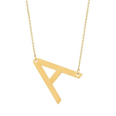 Kisper 18k Gold Plated Stainless Steel Large Sideways Initial Pendant ...