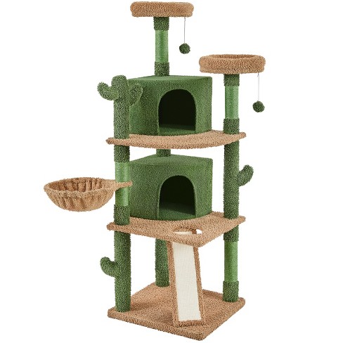Yaheetech 66inch Cactus Cat Tree With Natural Sisal, Green/brown : Target