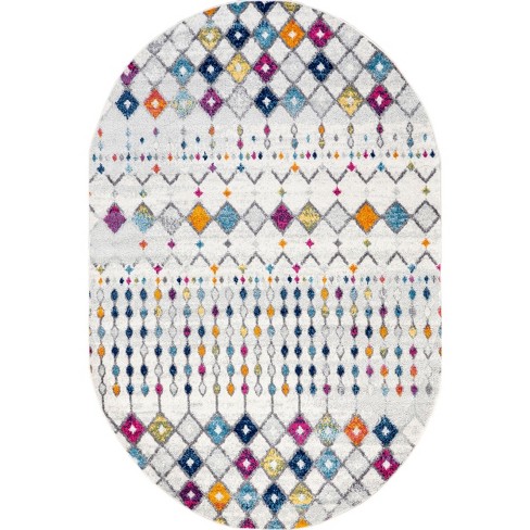 Nuloom Oval 5x8 Moroccan Blythe Area Rug, Multicolor, Faded Bohemian ...