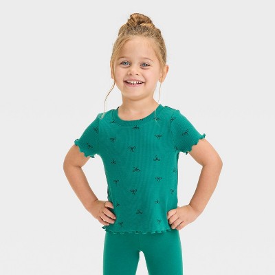 Toddler Girls' Short Sleeve Floral Printed Shirt - Cat & Jack™ Dark ...