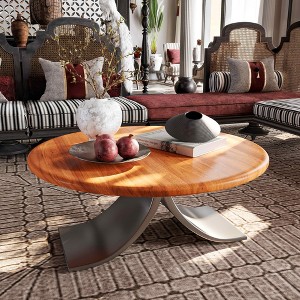 MAYEERTY 32" Solid Wood Handmade Cherry Shape Round Coffee Table for ...