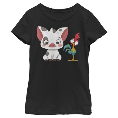Girl's Moana Pua & Hei Hei Friends T-shirt - Black - Small : Target