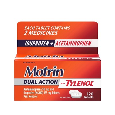 Motrin Acetaminophen Dual Action With Tylenol Pain Reliever - 120ct ...