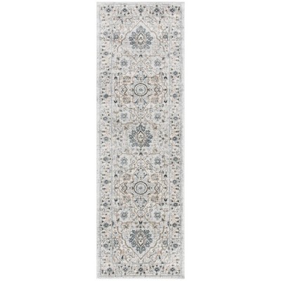 Isabella Isa936 Power Loomed Runner Rug - Light Grey/grey - 2'2"x11 ...