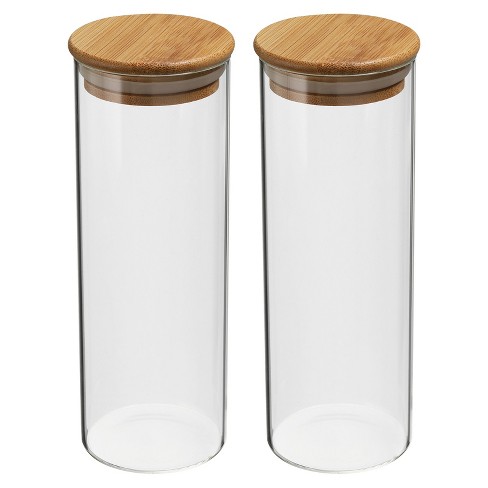 Unique Bargains Kitchen Food Storage Glass Jar With Airtight Bamboo Lid ...
