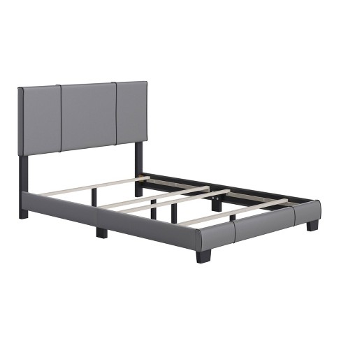 Twin Lucena Faux Leather Upholstered Bed Frame Gray - Boyd Sleep Eco ...