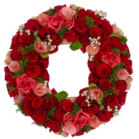 Northlight 12.5" Red/white Flowers And Berries Artificial Valentine's ...