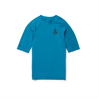 Volcom Boys Lido Short Sleeve Upf 50+ Rashguard Swim Shirt, Tidal Blue ...