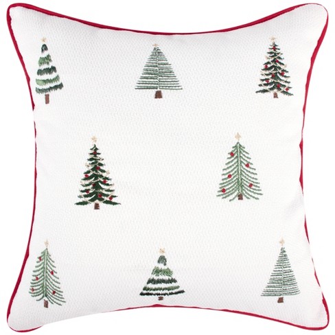 Patchwork Pine Embroidered Trees Pillow 18x18 - Levtex Home : Target