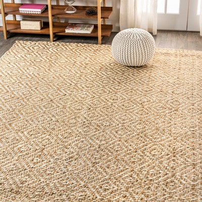 8'x10' Hira Hand Woven Diamond Chunky Jute Area Rug, Natural - Jonathan ...