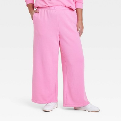 Women's High-rise Wide Leg Sweatpants - Universal Thread™ Pink 1x : Target