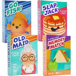 LotFancy Kids Card Games for 4+, 4 Decks, Include Go Fish, Old Maid ...