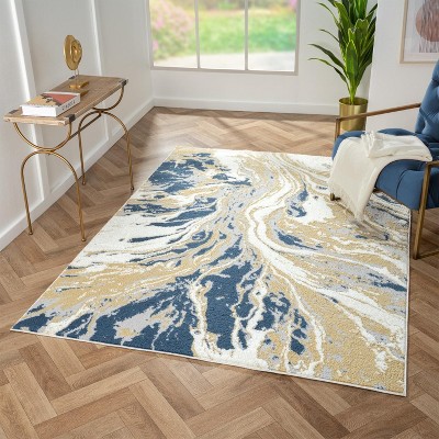 Luxe Weavers Modern Swirl Blue 5x7 Area Rug : Target