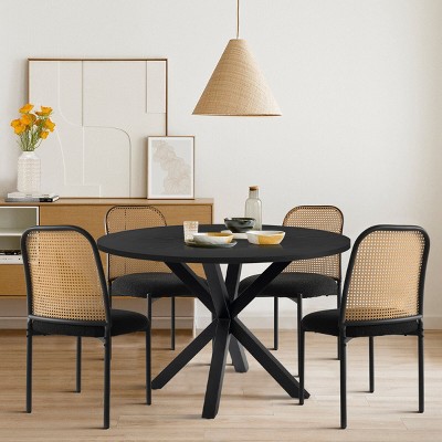 Modern 5-piece Extendable Round Dining Table Set With 16.2" Removable ...