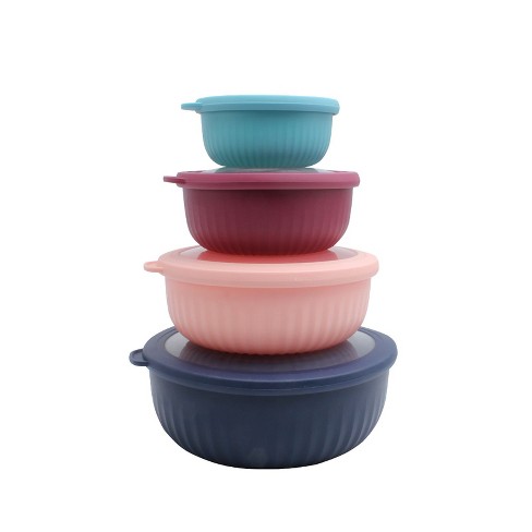 Cook With Color Wide Mixing Bowls With Lids 8 Piece Set Navy : Target