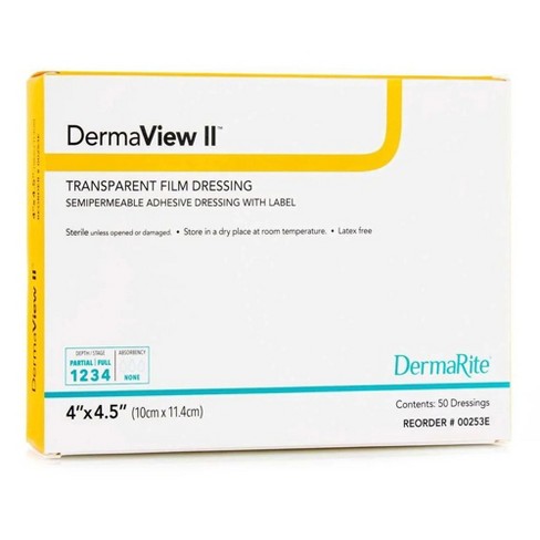 Dermaview Ii Transparent Film Dressing, 4 In X 4 1/2 In, 1 Count, 50 ...