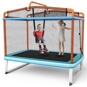 Gymax 6' Rectangle Kids Trampoline 3-in-1 w/ Safety Net Detachable ...