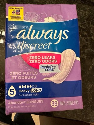 Always Discreet Incontinence Pads - 5 Drop Extra Heavy Long Pads ...
