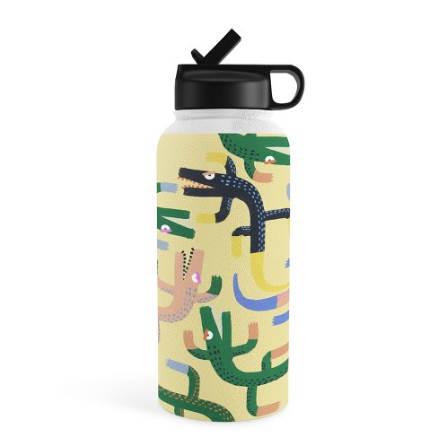 Msrystudio Crocodile Geometry 32 Oz Water Bottle With Straw Lid ...