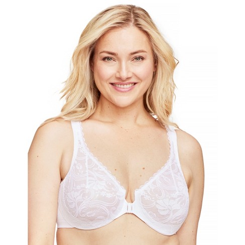 Glamorise Womens Wonderwire Front-closure Stretch Lace Underwire Bra #9245 White 30g : Target