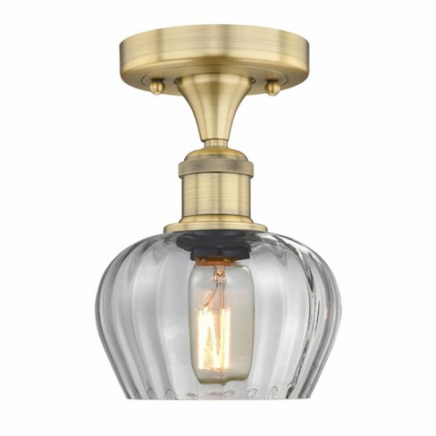 Innovations Lighting Fenton 1 - Light Semi-flush Mount In Brushed Brass ...