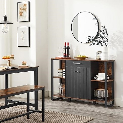 Vasagle Buffet Cabinet Kitchen Sideboard Storage Organizer Rustic Brown ...